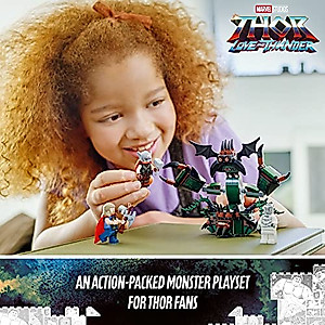 LEGO Marvel Attack on New Asgard, Thor Buildable Toy 76207 with Hammer, Stormbreaker and Monster Figure, Love and Thunder Movie Set