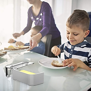 Butter Dish with Lid and Knife,Butter Container with 180° Rotating Sealing Flip-Top,Butter Keeper for Countertop or Fridge,Plastic Butter Holder Container, BPA-Free, Freezer Safe, Hand Wash (White)