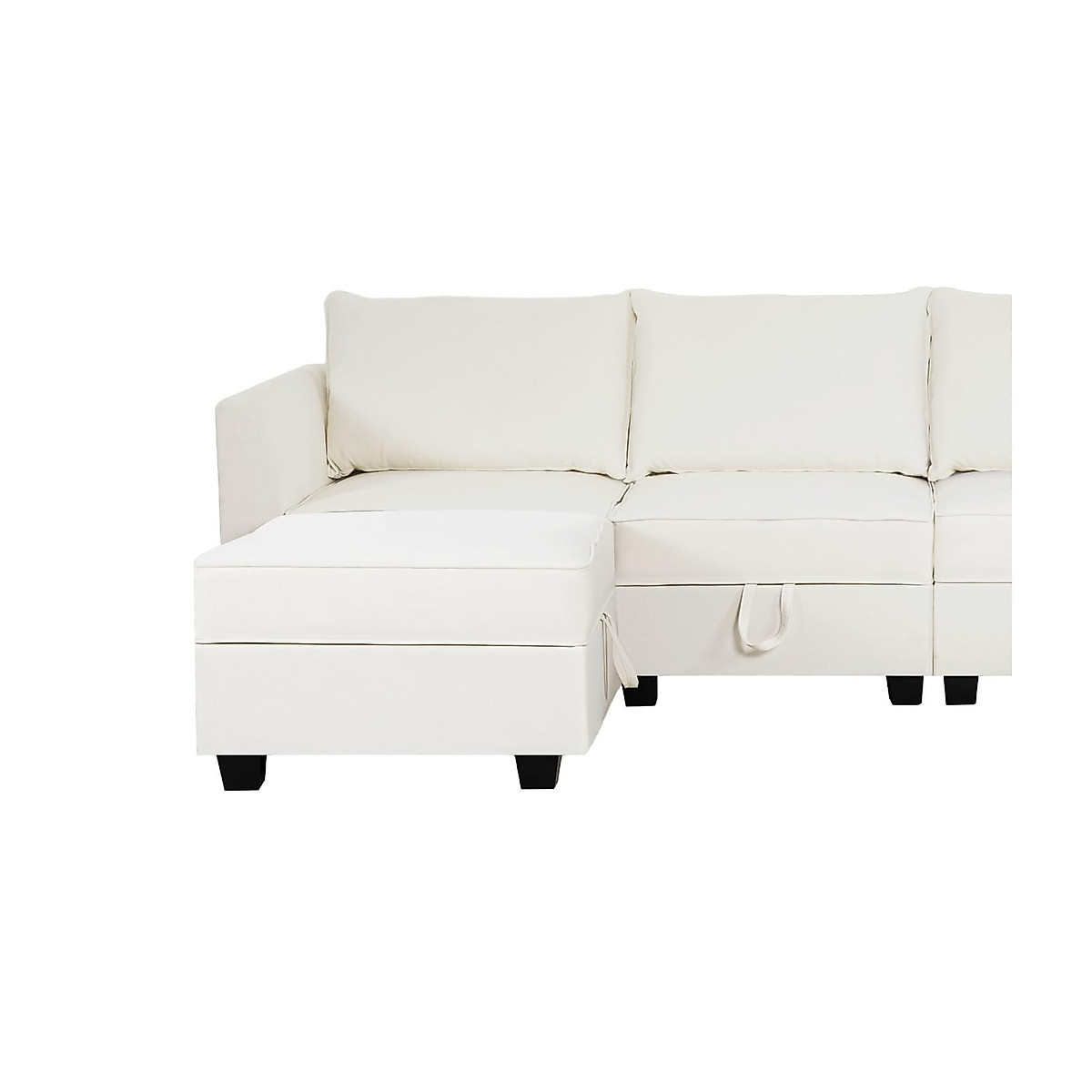 Naomi Home Elizabeth Convertible U Shaped Modular Sofa Sectional Modular Couch with Chaise Oversized Sofa Sleeper Couch for Large Living Room - White