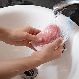 AUEAR, 20 Pack Handmade Soap Exfoliating Mesh Pouch Saver Bag Double Layer Bubble Foam Net Drawstring Holder (Assorted Colors)