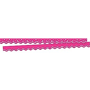 Barker Creek Double-Sided Scalloped Border, Happy Hot Pink, for Bulletin Boards, Reception Areas, Halls, Break Rooms, Office, School, Home Learning Decor, 2.25” x 39’ (996)