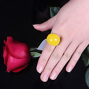 Zyoenxl Big Red Semi-Precious Stone Ring for Female opal Anillos Accessories Ring (Yellow, 9)