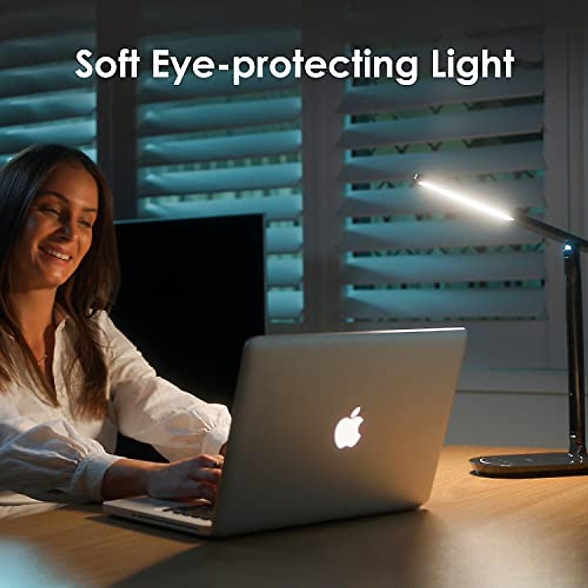 LASTAR LED Desk Lamp, Dimmable Eye-Protecting Table Lamps with Night Light, USB Charging Port, 4 Color Temperature Modes, 5 Brightness Levels, 1H Timer, Touch Control for Home Office Bedroom