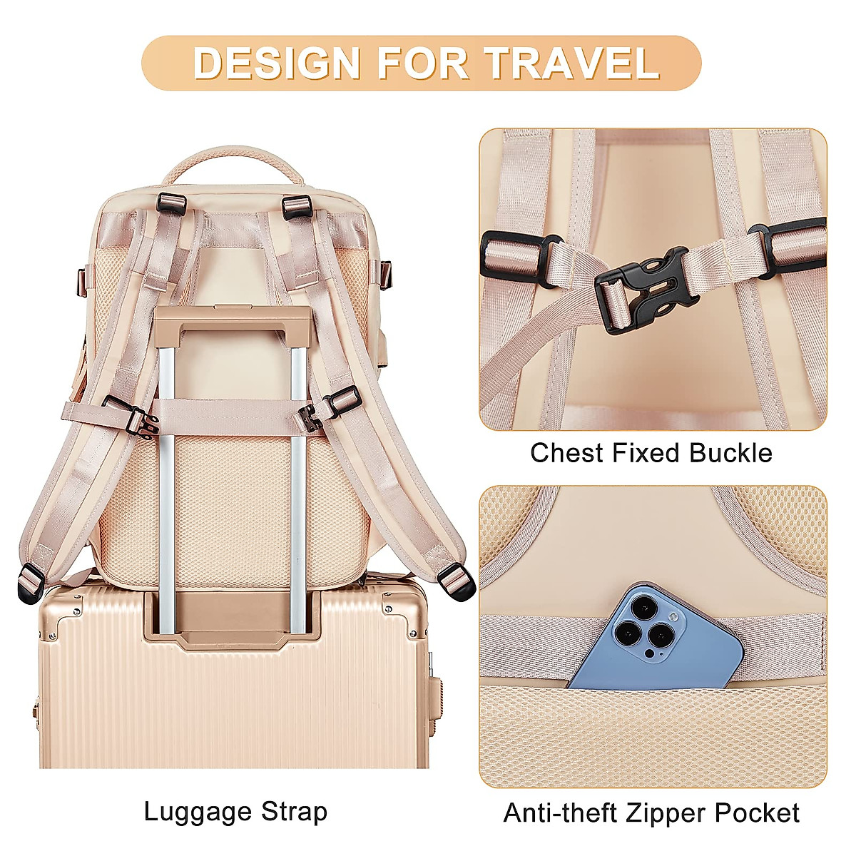 coofay Carry On Backpack Flight Approved Personal Item Travel Backpack For Women Airline Approved Waterproof Sports Luggage Backpack Casual Daypack Small Hiking Backpack