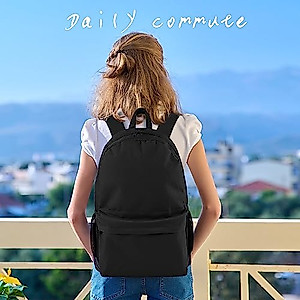 Keepcross Backpack for School Lightweight Bookbag Black Backpacks for Men and Women,College,Travel,Work (Black)