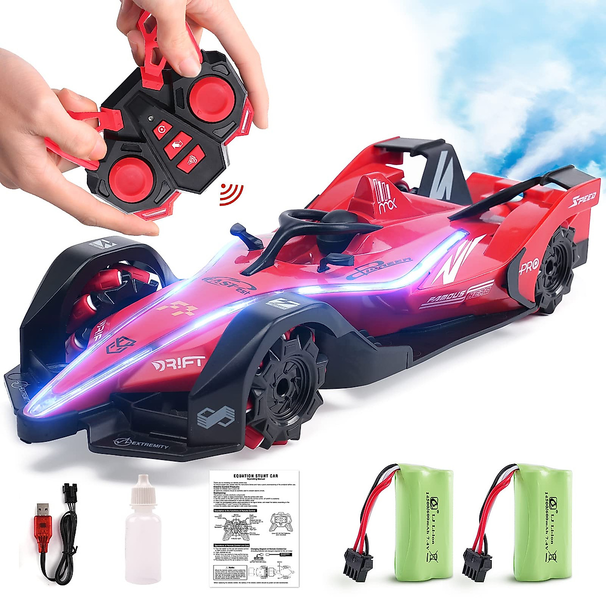 JELOSO F1 Fast RC Drift Car, Hobby Remote Control Car LED Lights 4WD 2.4GHz 360°Rotating RC Race Sport Stunt Car, High Speed Formula 1 Model Vehicle Cool Toys Birthday Gifts for Kids Boys Age of 6-12