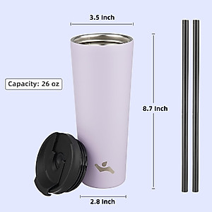 Konokyo 26 OZ Insulated Tumbler with Lid and 2 Straws Stainless Steel Water Bottle Vacuum Travel Mug Coffee Cup,Blue
