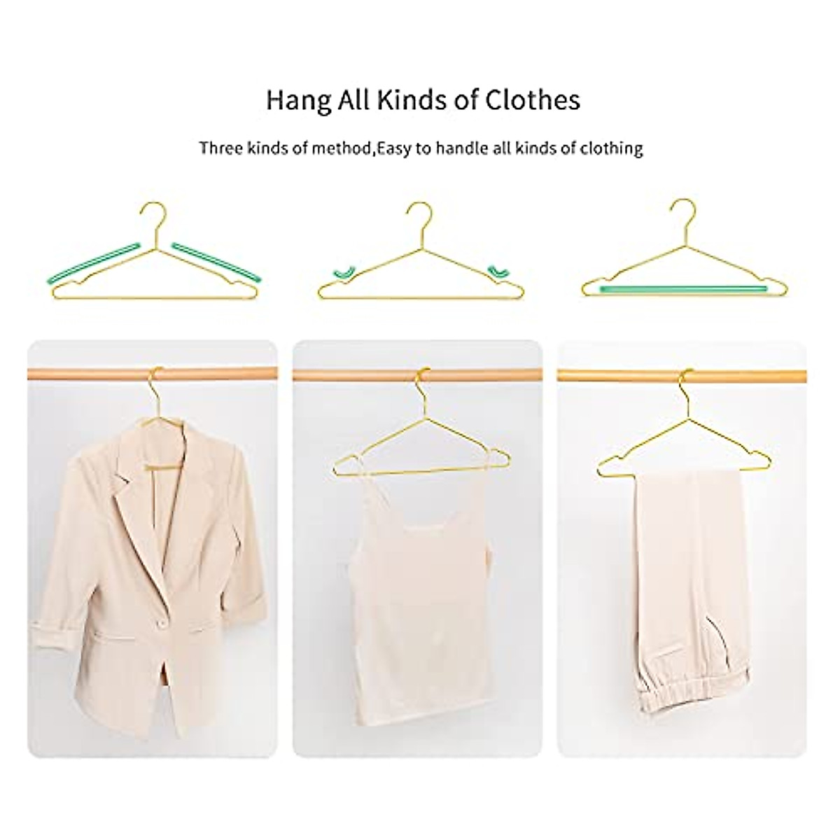 Nature Smile 17 Inches Shiny Gold Metal Clothes Hanger, Coat Hanger, Suit Hanger, Dress Hanger with Big Notches Pack of 10,Gold