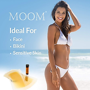 MOOM Face and Eyebrow Waxing Strips for Women with Natural Soothing Chamomile & Lavender Hair Waxing Strips with Vitamin E Finishing Oil – Perfect for Face & Bikini (20 Pre-Waxed Strips) 1 Pack