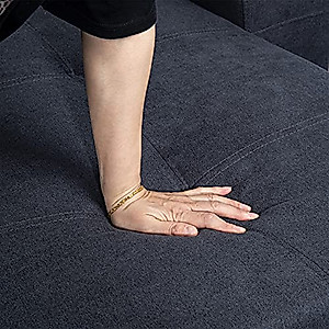 kupet Reversible Sectional Sofa with Pull-Out Bed and Storage Chaise, Convertible Velvet L Shaped Couches w/2 Cup-Holders and Two Side Pockets, for Living Room Apartment, Dark Gray