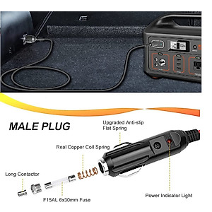 MJPOWER 12V/24V Car Charger Compatible Jackery Portable Power Station Explorer 1000 500 880 550 300 290 240 160 E160 E240 E300 E500 E550 E880 E1000 Solar Generator Jackery Charger Cord DC Power Cable