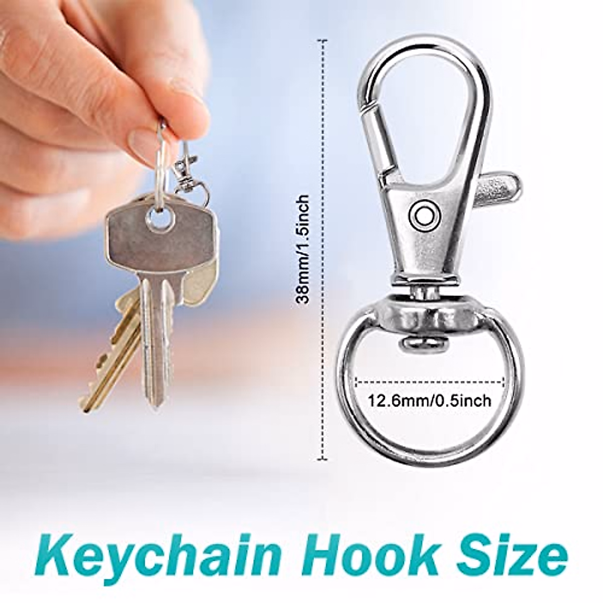 Segauin 100 Pcs Premium Swivel Snap Hooks with Key Rings,Metal Lanyard Keychain Hooks Lobster Clasps for Key Jewelry DIY Crafts 1.25inch/32mm(50 Pcs Lanyard Snap Hooks+50 Pcs Key Rings)