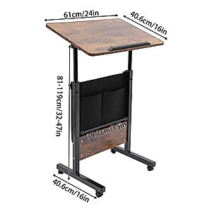 JUOPTGJ Adjustable Height Standing Desk,Adjustable Height Standing Desk,Small Portable Laptop Desk, Rolling Computer Stand with Adjustable Height for Place Your Computer, Laptop, Printer, Books