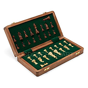 WoodenChessArt Handmade Magnetic Wooden Folding Chess Board with Storage for Chessmen (7 X 7 Inches)