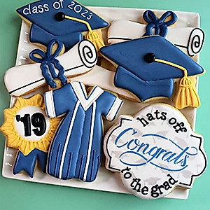 9 Pack 2023 Graduation Cookie Cutters Set - Graduation Cap, Diploma, Medallion, Graduation Gown, Plaque Frame, Number 2023 Biscuit Sandwich Fondant Fruit Cookie Cutters for Baking