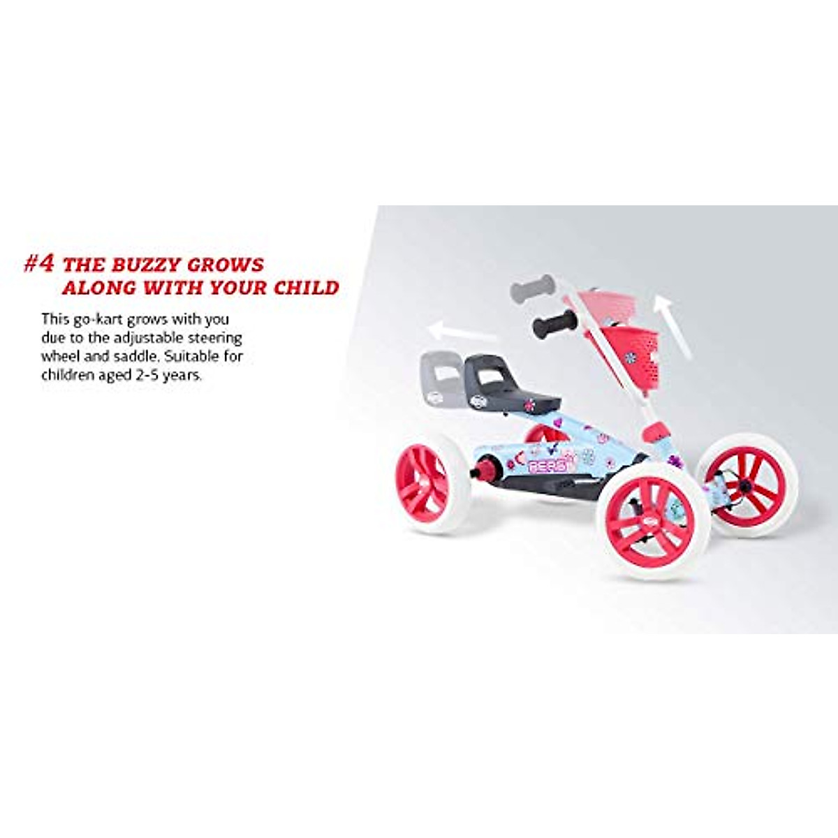 BERG Pedal Kart Buzzy BSX | Pedal Go Kart, Ride On Toys for Boys and Girls, Go Kart, Toddler Ride on Toys, Outdoor Toys, Beats Every Tricycle, Adaptable to Body Length, Go Cart for Ages 2-5 Years