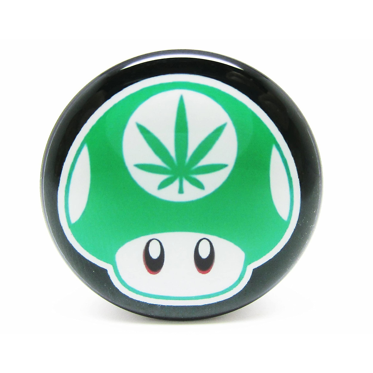 Pierced Republic Green 1-Up Mushroom Pot Leaf Ear Plugs - Acrylic Screw-On - 10 Sizes - *Pair* (0 Gauge (8mm))