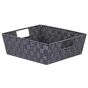 Home Basics Basket Non-Woven Strap BIN Gray LRG, Large, Grey