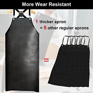 Sheomern Waterproof Rubber Apron, 43" Anti-Tear Heavy Duty Vinyl Apron Adjustable Thicker Cross Back Dishwasher Apron for Restaurant Dishwashing, Butcher, Lab Work, Dog Grooming Black