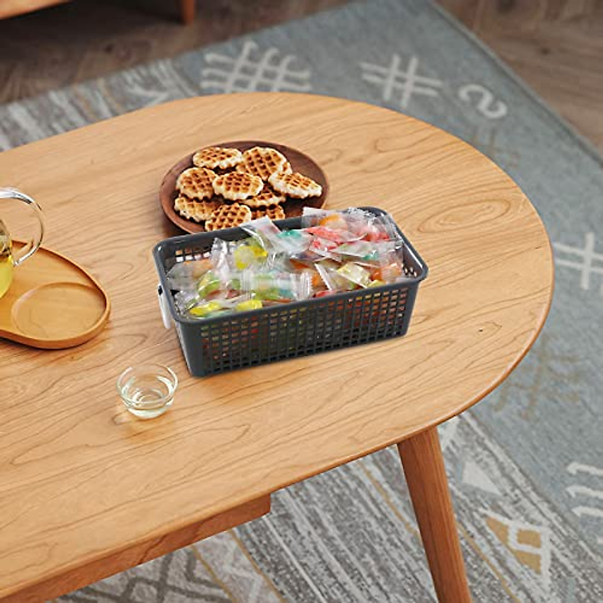 Obstnny 12 Packs Mini Plastic Useful Basket, Desktop Storage Basket Bin, Gray