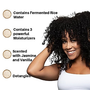 Ecoslay Rice Pudding Leave-In Conditioner for Curly & Dry Damaged Hair - Moisturizer & Detangler, Strengthens Fine Hair, Men & Women, 8oz
