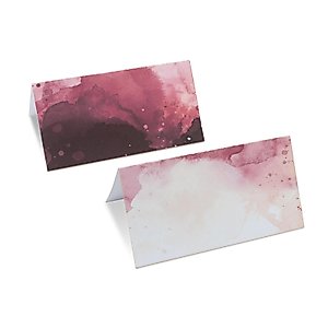 Summer-Ray 48 Burgundy Watercolor Dual-Sided Place Cards Wedding Seating Table Card Escort Card