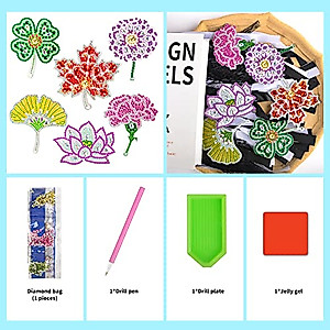 6 Pcs 5D Diamond Painting Bookmarks, DIY Diamond Art Bookmarks, Floral & Leaf Diamond Bookmarks, Diamond Painting Tool for Beginners Kids Adults, DIY Bookmarks Diamond Art Crafts Supplies