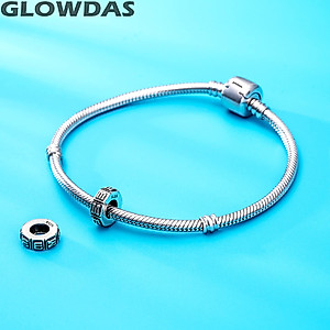 Letter M Spacer Charms, Initial M Alphabet Rubber Stopper Beads in Antique 925 Sterling Silver, fits Pandora Mothers Day Bracelet, Personalized Gift for Mama/Mom in Law/Mother