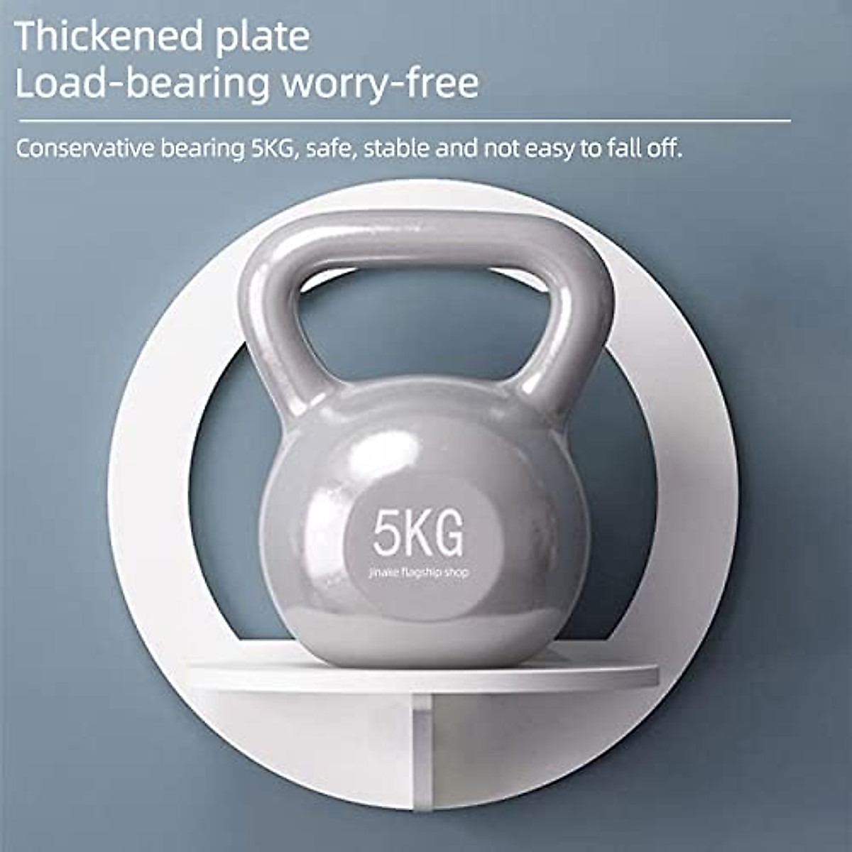 jcwfuno Home Wall-Mounted White Floating Shelf 2 Pieces,Suitable for Bedroom, Living Room, Office, Wall Shelf can Put Plants, Mobile Phones, Remote Control and Other Things,Decoration(Round Shape)