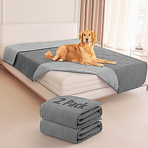 LOOBANI 2 Pack Waterproof Dog Blanket, Reversible and Washable Pet Bed Covers, Protects Furniture, Couch, Bed, and Car from Spills and Scratches, Soft and Cozy for Large Dogs and Puppies, 68x82In