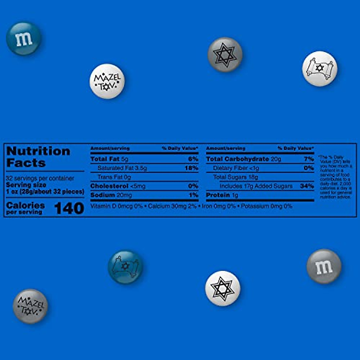 M&M'S Pre-Designed Bar Mitzvah Milk Chocolate Candy - 2lbs of Bulk Candy in Resealable Pack for the Bar Mitzvah Party Sweet Stuff for DIY Commemorative Bar Mitzvah Gift or Party Favors