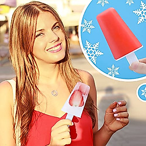 Popsicle Molds,Silicone Ice Pop Molds,BPA Free Popsicle Mold Reusable Easy Release Ice Pop Maker,Homemade Popsicle Mould with Silicone Funnel and Cleaning Brush(Red, 10 Cavities)