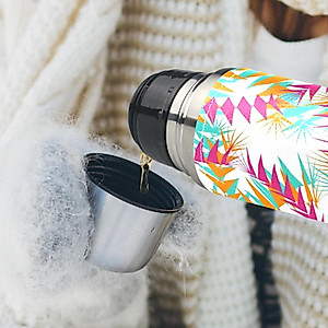 Stainless Steel Leather Vacuum Insulated Mug Abstract Texture Thermos Water Bottle for Hot and Cold Drinks Kids Adults 16 Oz