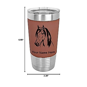 LaserGram 20oz Vacuum Insulated Tumbler Mug, Horse Head 1, Personalized Engraving Included (Faux Leather, Dark Brown)