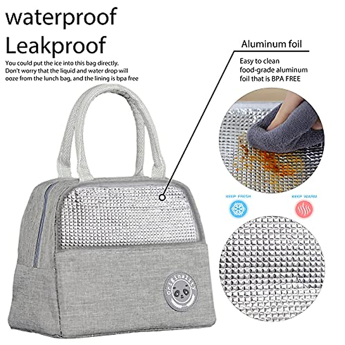 NW Lunch Bag Insulated Lunch Bag Women or Men，Waterproof and Reusable Lunch Box for Women Men OfficeChildrenSchool Picnic，High Capacity Striped Lunch Bags for Women or Men