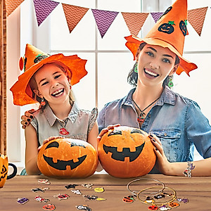 SANNIX 110Pcs Halloween Charms Gold Enamel Jewelry Making Charms for Halloween Bracelet Necklace Making and Decoration