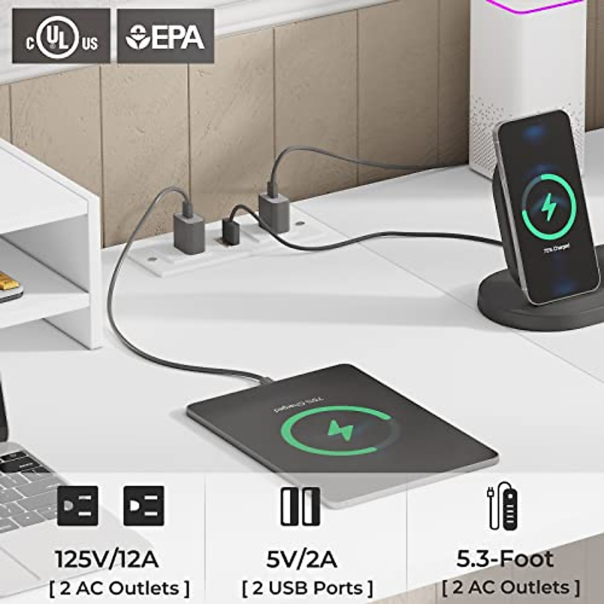 SEDETA L Shaped Computer Desk, Convertible 86.6" Home Office Desk or Corner Desk, L Office Desk with Drawer, Power Strip, Storage Cabinet, Monitor Stand & Storage Bag, White
