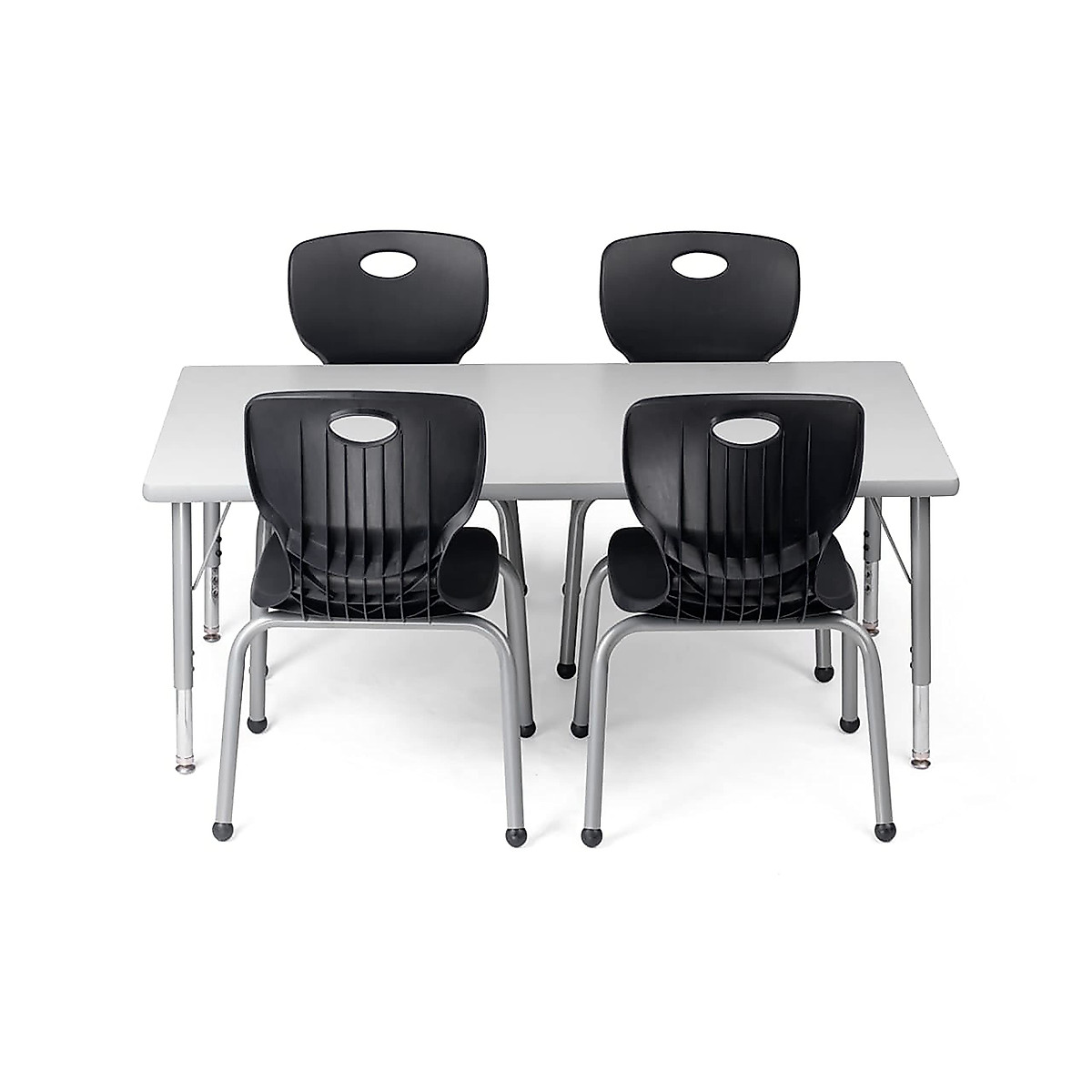 Chair and Table Set for Schools - Table About 24 x 48 inch (60 x 120cm) - Height Adjustable Legs -Spray Edges - and Four Luxurious Classroom Chairs - for Commercial Spaces