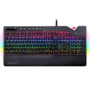 ASUS ROG Strix Flare (Cherry MX Brown) Aura Sync RGB Mechanical Gaming Keyboard with Switches, Customizable Badge, USB Pass Through and Media Controls (Renewed)