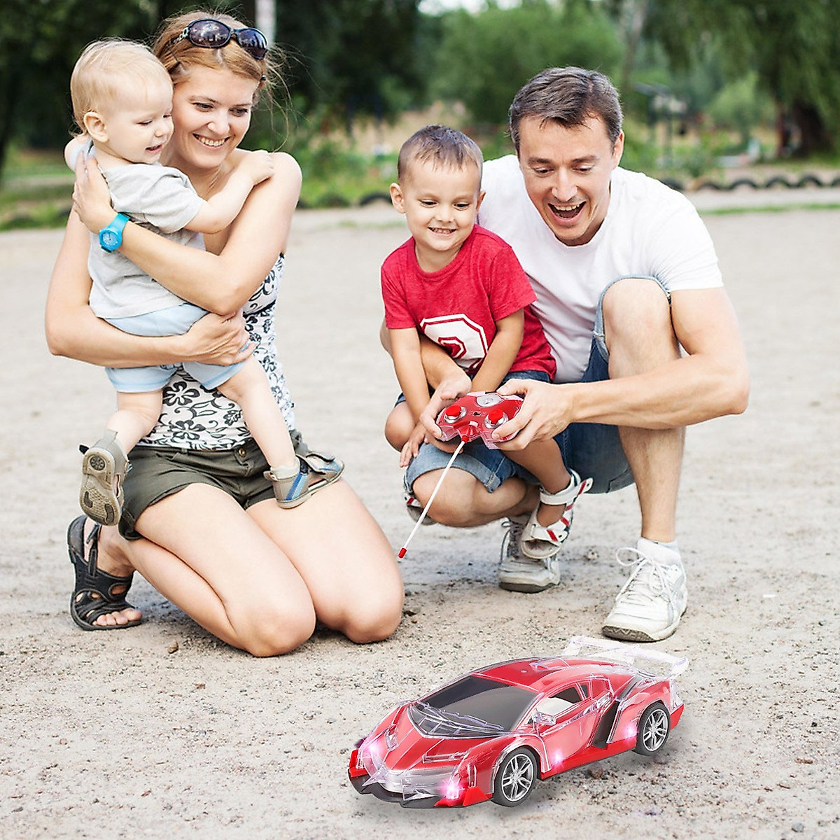 Light Up RC Remote Control Racing Car - 1:20 Scale Radio Control Sports Car with Flashing LED Lights - Ideal Gift Toy for Kids