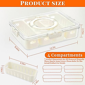 Fruit Storage Containers for Fridge with Removable Colander, Airtight Food Storage Containers with Lids, Plastic Divided Fresh Produce Saver for Vegetable Fruit Lettuce Meat Fish Salad Freezer Safe
