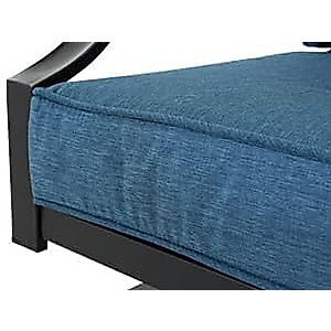 Grand patio 5-Piece Outdoor Furniture Set with 32'' Square Ceramic Tile Tabletop 50,000 BTU CSA Approved Fire Pit,4 Rocking Patio Chairs with Olefin Cushions and Pillows-Peacock Blue