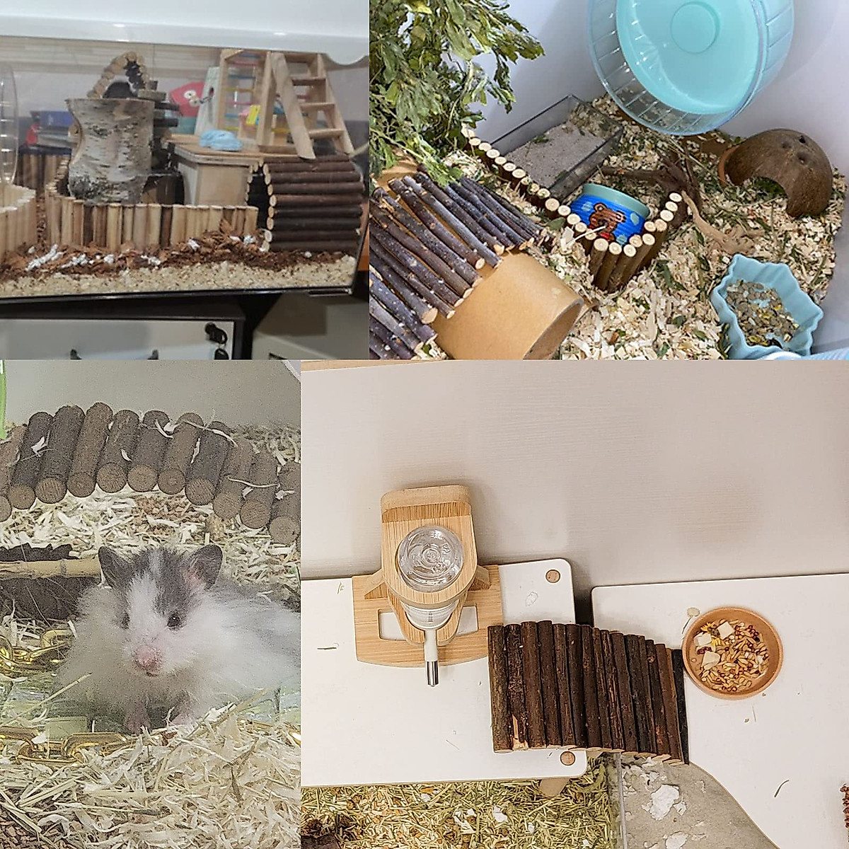 Hermit Crab Climbing Toys, Wooden Hermit Crab Hideout, Reptile Tank Habitat Decor, Bendable Ladder Bridge Tunnel Toys for Lizard Chameleon Hamster Rats Chinchilla Guinea Pig Rabbit Bearded Dragon