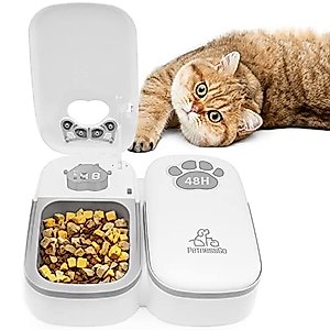 Automatic Cat Feeders 2 Cat, Wet Dry Cat Food Dispenser with 48H Delay, Smart Dog Cat Feeder Automatic with 2 Bowls, Timed Pet Feeder with Locking Design, Programmable Portion Control 2 Meals Per Day