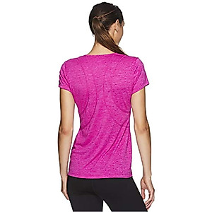 Reebok Womens Poly Marled Basic T-Shirt, Pink, X-Small