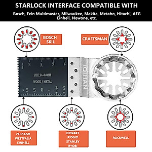 Starlock Multitool Blades, Oscillating Saw Blades, Starlock Multitool Bi-Metal Tool Blades for Wood Metal Plastics Compatible with Bosch, Fein, Makita, Hitachi (10 PCS)