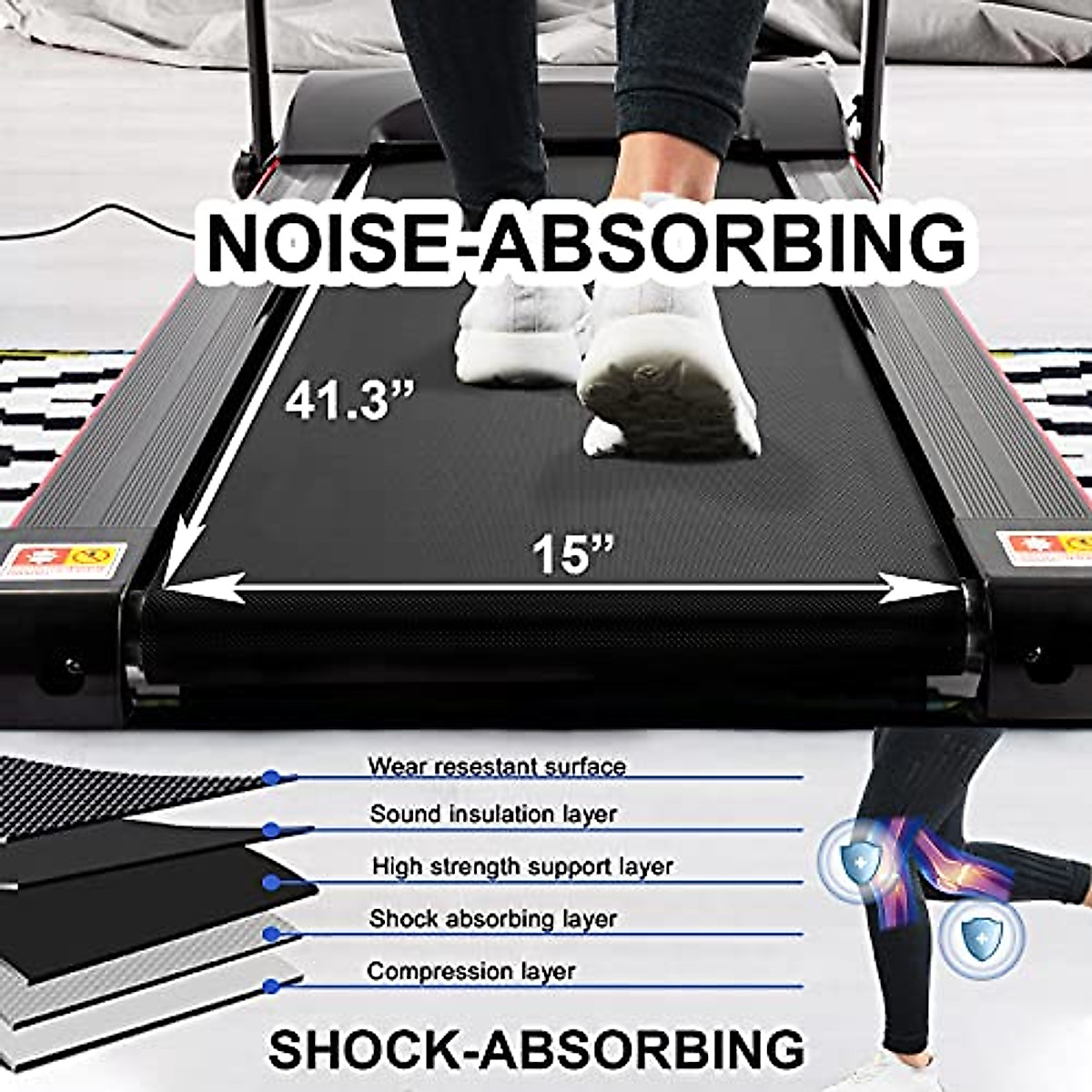 FYC Folding Treadmills for Home with Bluetooth and Incline, 2.5HP Portable Running Machine Electric Compact Treadmills Foldable for Exercise Home Gym Fitness Walking Jogging (JK1609)