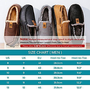 HomeTop Men's Moccasin Slippers Soft Faux Suede Plush Warm Lining Memory Foam Indoor House Shoes with Anti-Skid Sole (9, Grey)