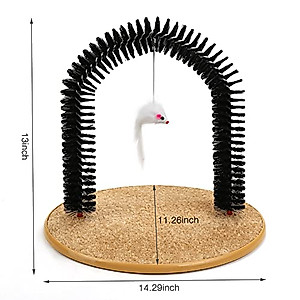 Cat Scratcher,Cat Arch Self Groomer for Indoor Cats,Cat Scratching Post,Pet Face Head Self Grooming Brush,Kitten Hair Massaging Rubbing Brush for Shedding with Bristle & Interactive Hanging Toy
