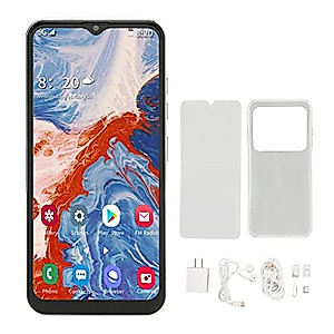 White Smartphone Mobile Phone 4000mAh 6.5 Inch Dual SIM Dual Standby 6 and 256G ABS 5G Network for Every Day (US Plug)